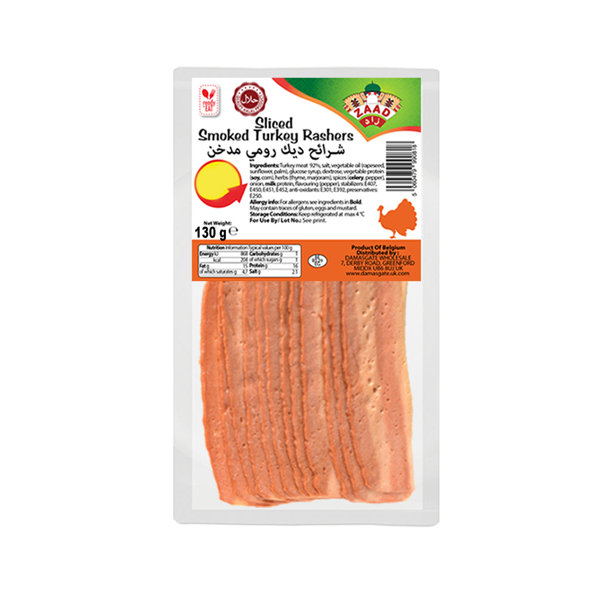ZAAD Sliced Smoked Turkey Rashers 130g – DamasGate.store